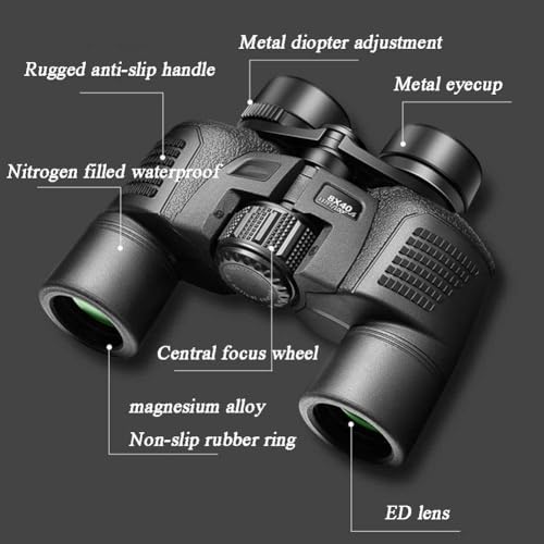 30X50 High Power HD Durable Professional Waterproof Binoculars - BAK4 Prism FMC Lens for Bird Watching Hunting Outdoor Concerts