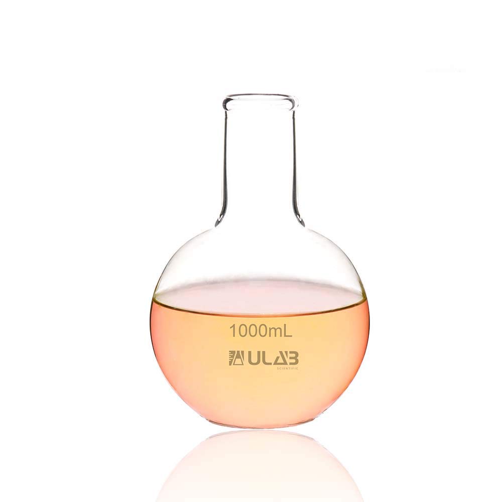 ULAB Boiling Flask of Flat Bottom, Vol.1000ml, Borosilicate 3.3 Glass Material, UBF1003