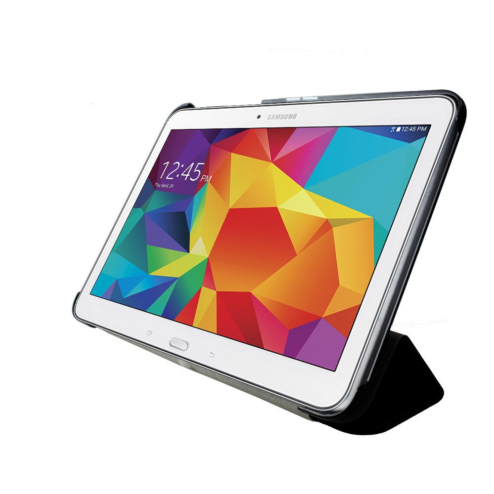KUESN SM-T530 T531 Smart Cover Case for Samsung Galaxy Tab 4 10.1 Tablet Ultra Slim Flip Folio Pu Leather Stand Case with Magnetic Auto Sleep&Awake up (Black)
