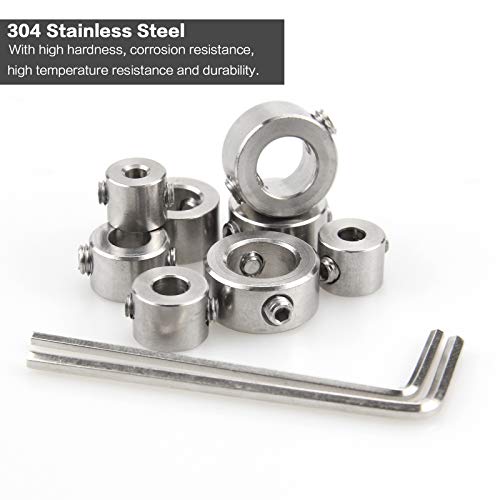 304 Stainless Steel Stop Bit Collar Set Drill Tool for 3mm, 4mm, 5mm, 6mm, 7mm, 8mm, 9mm, 10mm Diameter Drill Bits 8Pcs by ROOCBIT
