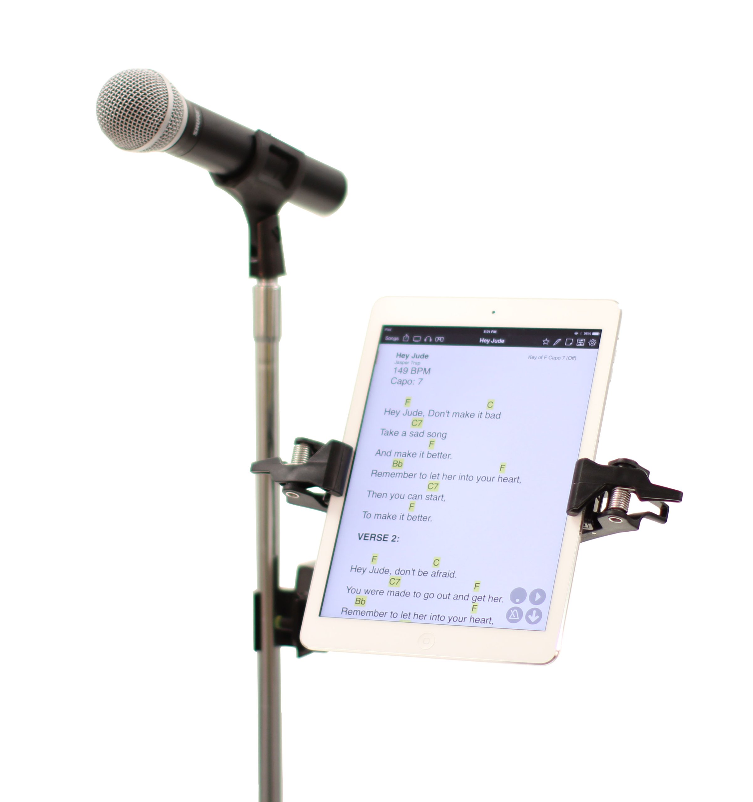 AirTurn Manos Universal Tablet and Phone Holder with Side Mount Clamp (Microphone and Mic Stand Not Included)