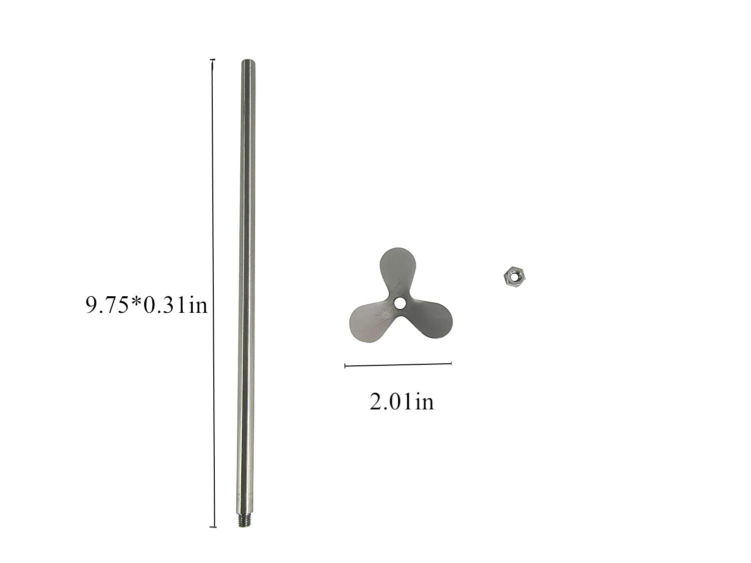 YUCHENGTECH Thread Three Blade Stirring Bar Stirring Rod Anchor Paddle Electric Blender Stainless Steel Stirrer for Lab Industrial Mixing 9.75x2.01x0.31in