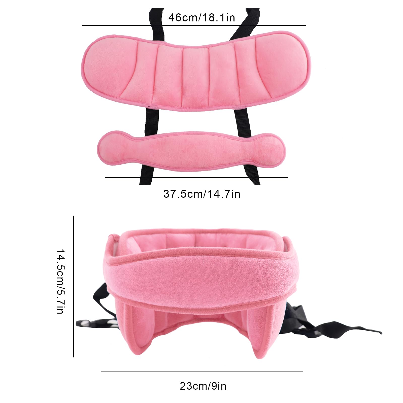vocheer Baby Car Seat Head Support Band, Adjustable Carseat Sleep Nap Aid Holder Belt Head Protection Strap for Kids 1-5 Years Old Pink
