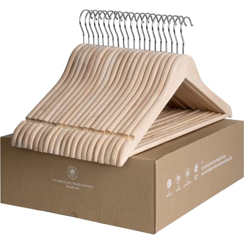StorageWorks Coat Hanger, Lotus Wooden Clothes Hanger, Heavy-Duty Clothes Hangers, Natural Wood Hangers for Shirts, Jackets, Pants, Coats, Suits, Sweaters, 20 Pack