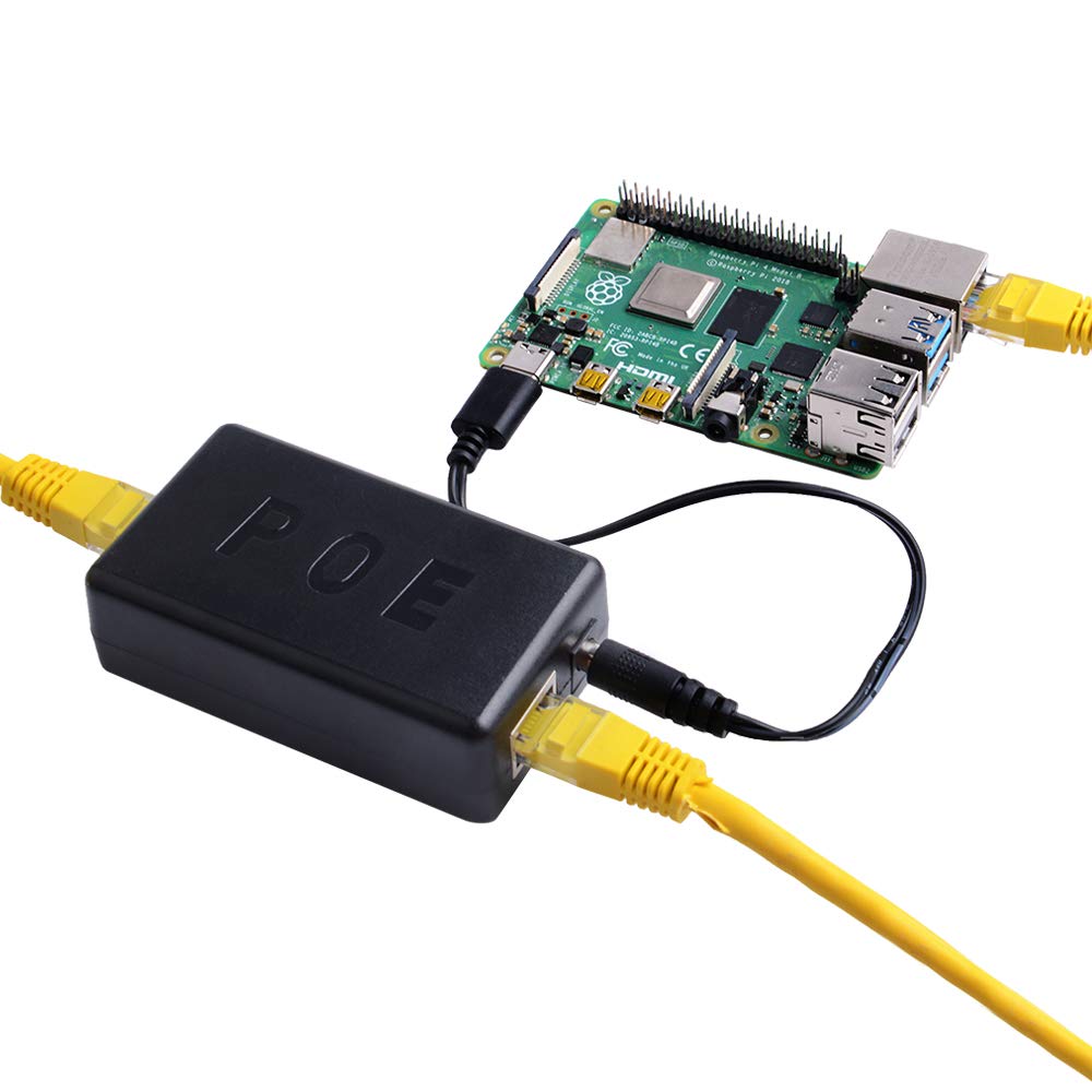 GeeekPi USB-C PoE Splitter Gigabit, PoE to USB-C 5V 4A Power Supply 48V to 5V IEEE802.3af Power Over Ethernet to USB Type-C Adapter for Raspberry Pi 4B/3B+/3B, Tablets, Dropcam