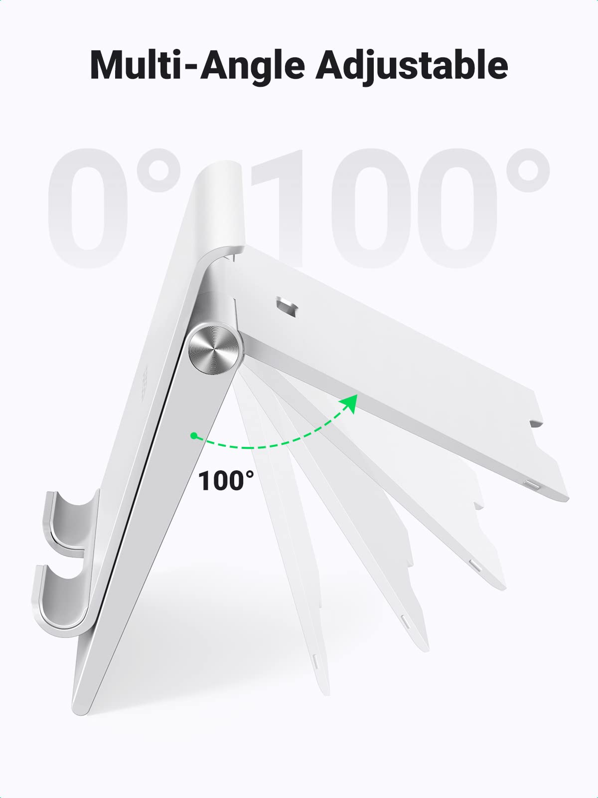 UGREEN Tablet Stand Holder for Desk Adjustable Stand Foldable Desktop Holder Charging Dock Protable Compatible for Phones, iPad, iPad Pro 12.9, 11, 10.5, 9.7 Air Mini 5 4 3 2 White