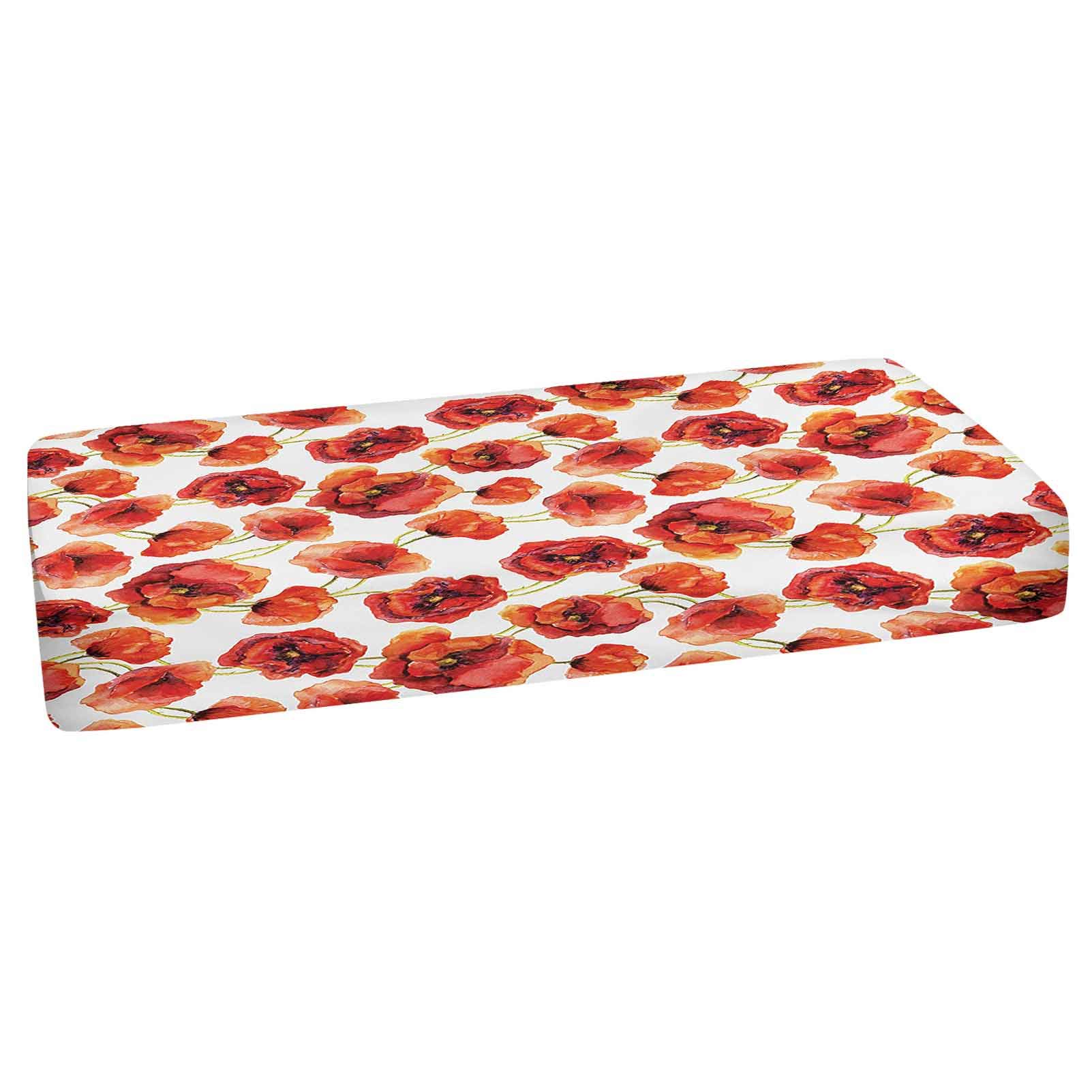 Lyzelre Flower Fitted Crib Sheet,Floral Pattern with Poppies Fabric Design Style Artwork Grassland Print Microfiber Silky Soft Toddler Mattress Sheet Fitted,28"x 52"x 8'',Baby Sheet for Boys Girls
