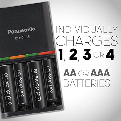 Panasonic K-KJ55KHC4BA Advanced 4 Hour Quick Battery Charger with 4AA eneloop pro High Capacity Rechargeable Batteries