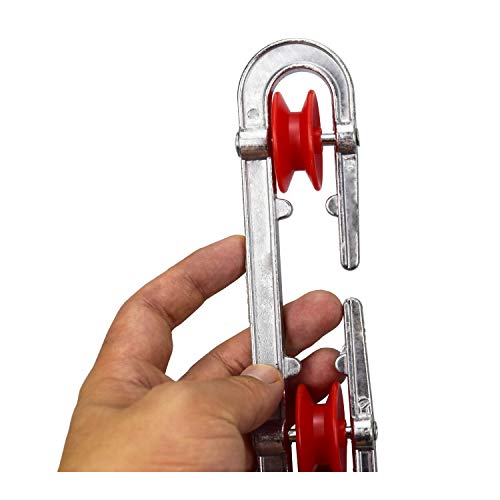 Motanar Plastic Aluminum Clothesline Separator Spreader Pulley for Long Clothesline and Heavy Loads (2, Silver)