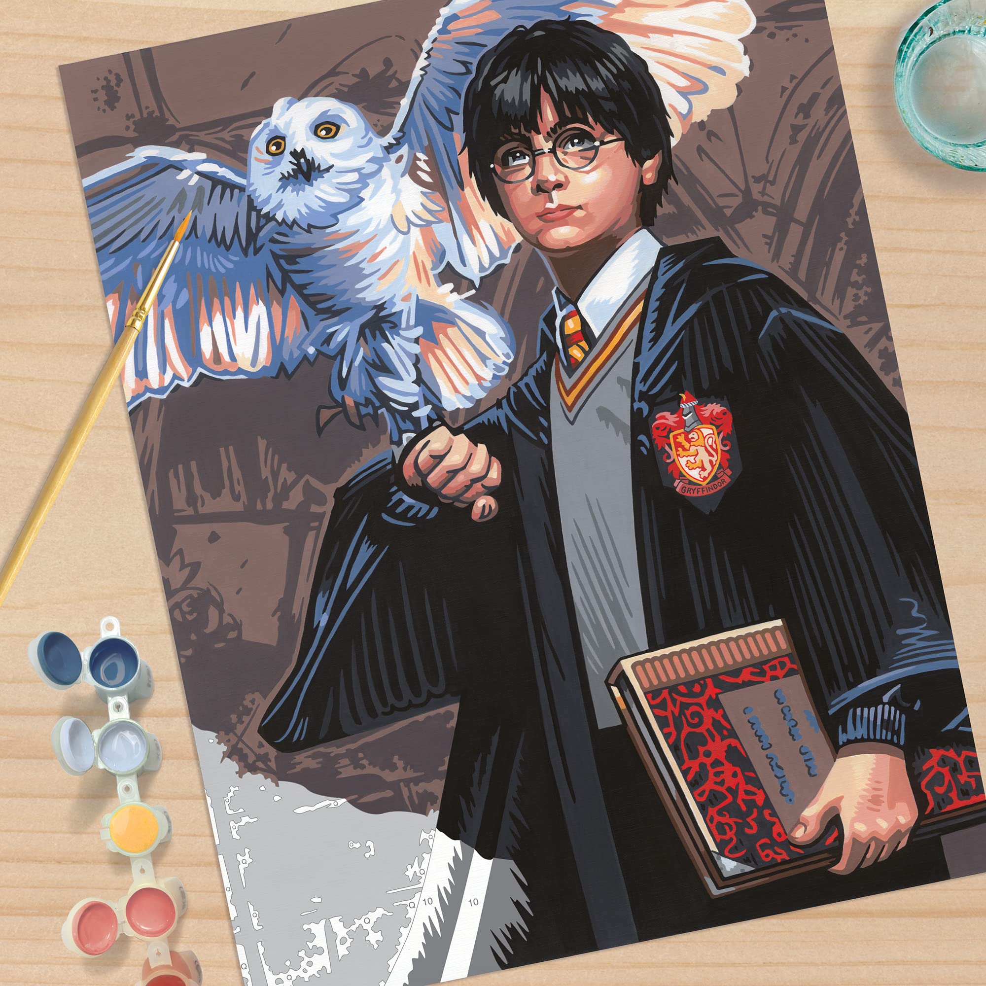 Dimensions PaintWorks Hedwig and Harry Potter Paint by Number Kit for Adults and Kids, Finished Project 11" x 14", Multicolor 15 Piece