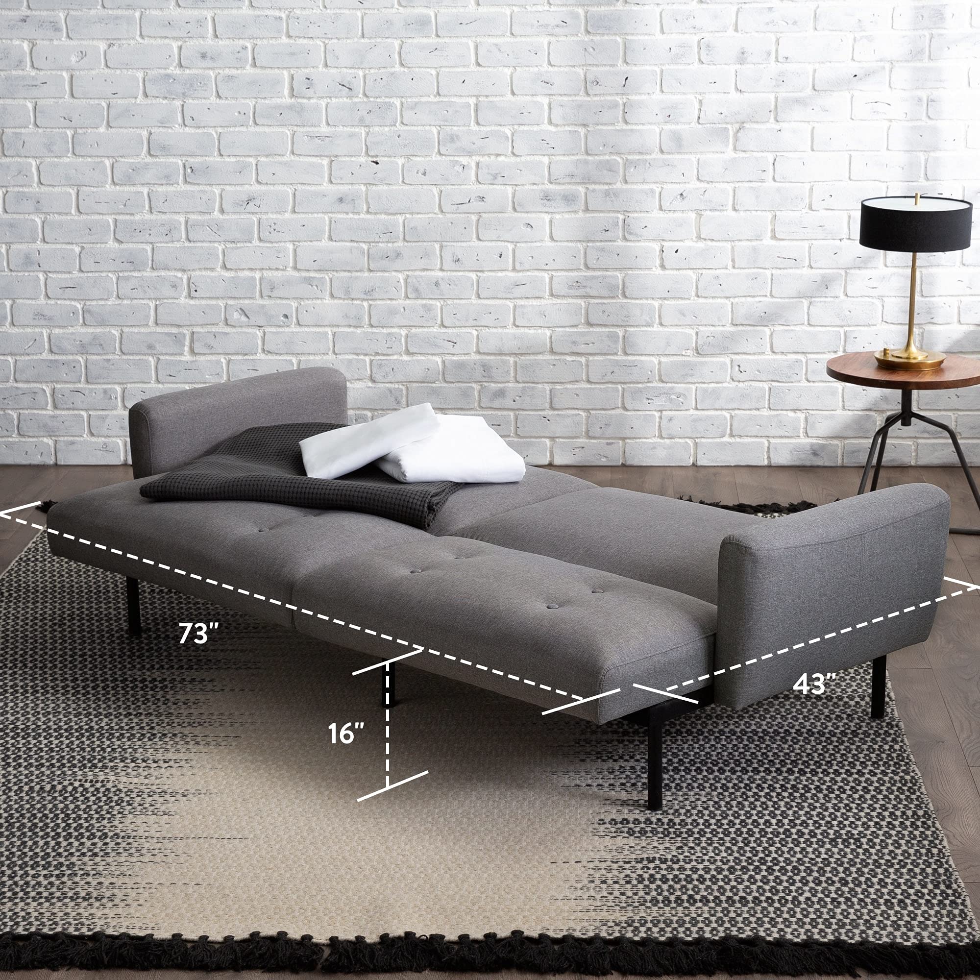 Edenbrook Gilman Futon - Futon Sofa Bed - Futon Couch - Small Futon - Living Room Furniture - Armed Sofa Bed Couch - Sleeper Sofa โ Gray Linen Futon