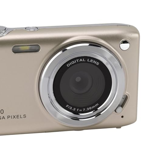4K Digital Camera, Slim and Lightweight 58MP Autofocus Automatic Beauty Mode Teens Small Camera 2.88 Inch IPS Screen 16X Zoom for Travel (Gold)