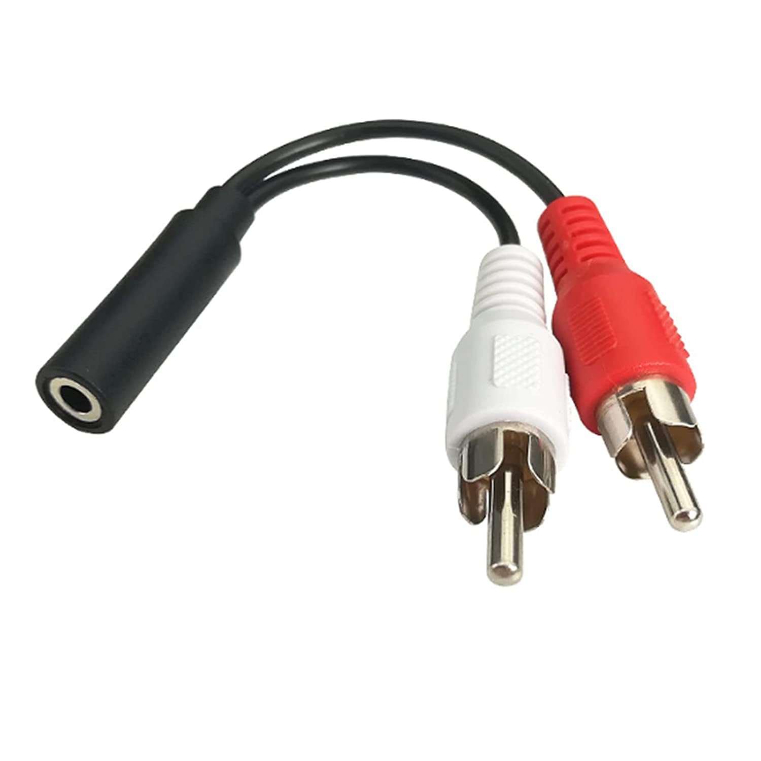C&E 6 Inch 3.5mm Female to 2 RCA Male Stereo Audio Y Cable, Nickel Plated Adapter Compatible for TV,Smartphones, MP3, Tablets, Speakers,Home Theater