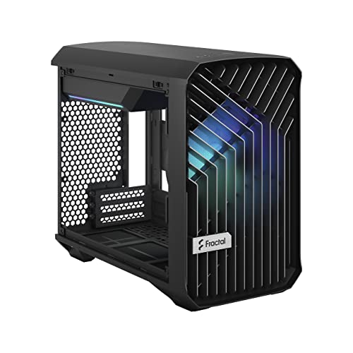 Fractal Design Torrent Nano RGB Black - Light Tint Tempered Glass Side Panels - Open Grille for Maximum air Intake - 180mm RGB PWM Fan Included - Type C - mITX Airflow Mini Tower PC Gaming Case