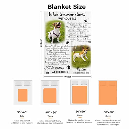 Artsadd Dog Pictures Custom Throw Blanket with Name Personalized Pet Memorial Blanket Memory Gift for Friends Sympathy Remembrance Customized Bed Throw Blanket Made in USA