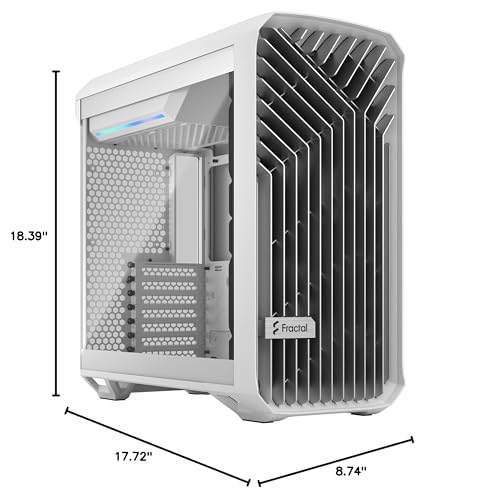 Fractal Design Torrent Compact White - Clear Tint Tempered Glass Side Panel - Open Grille for Maximum air Intake - Two 180mm PWM Fans Included - Type C - ATX Airflow Mid Tower PC Gaming Case