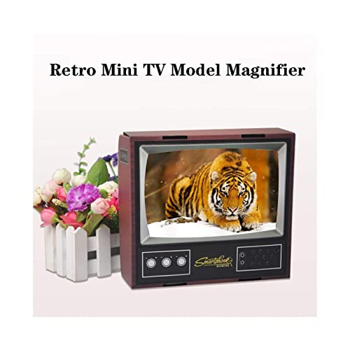 HD 3D Mobile Phone Screen TV Magnifier Amplifier Mini Retro Small 8 Inches Magnifying Glass with Foldable Holder Stand for Any Smartphone Movie Video