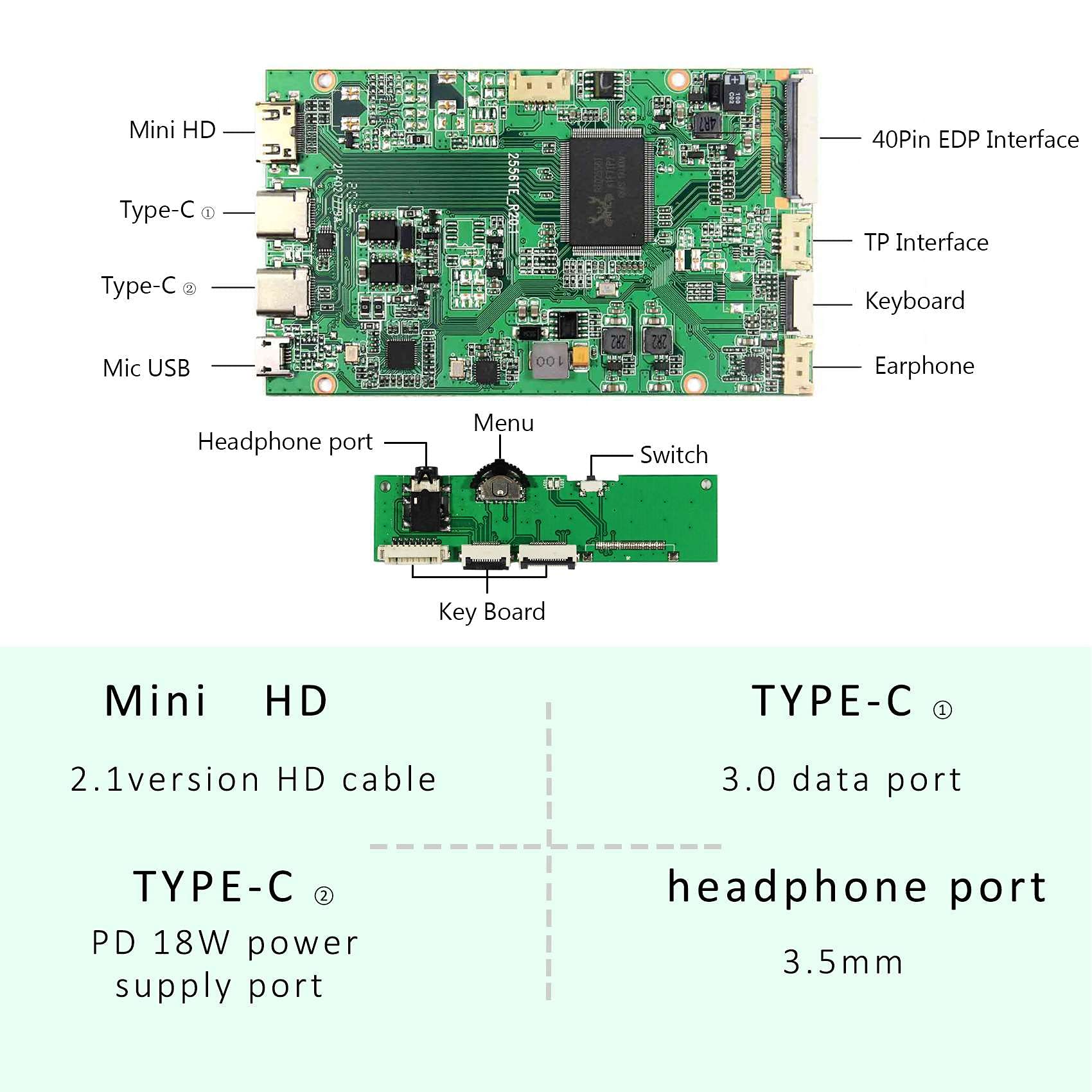 VSDISPLAY 14" 14 Inch 1920X1080 IPS LCD Screen with HD MI Type C LCD Controller Board VS-RTD2556HC-V2