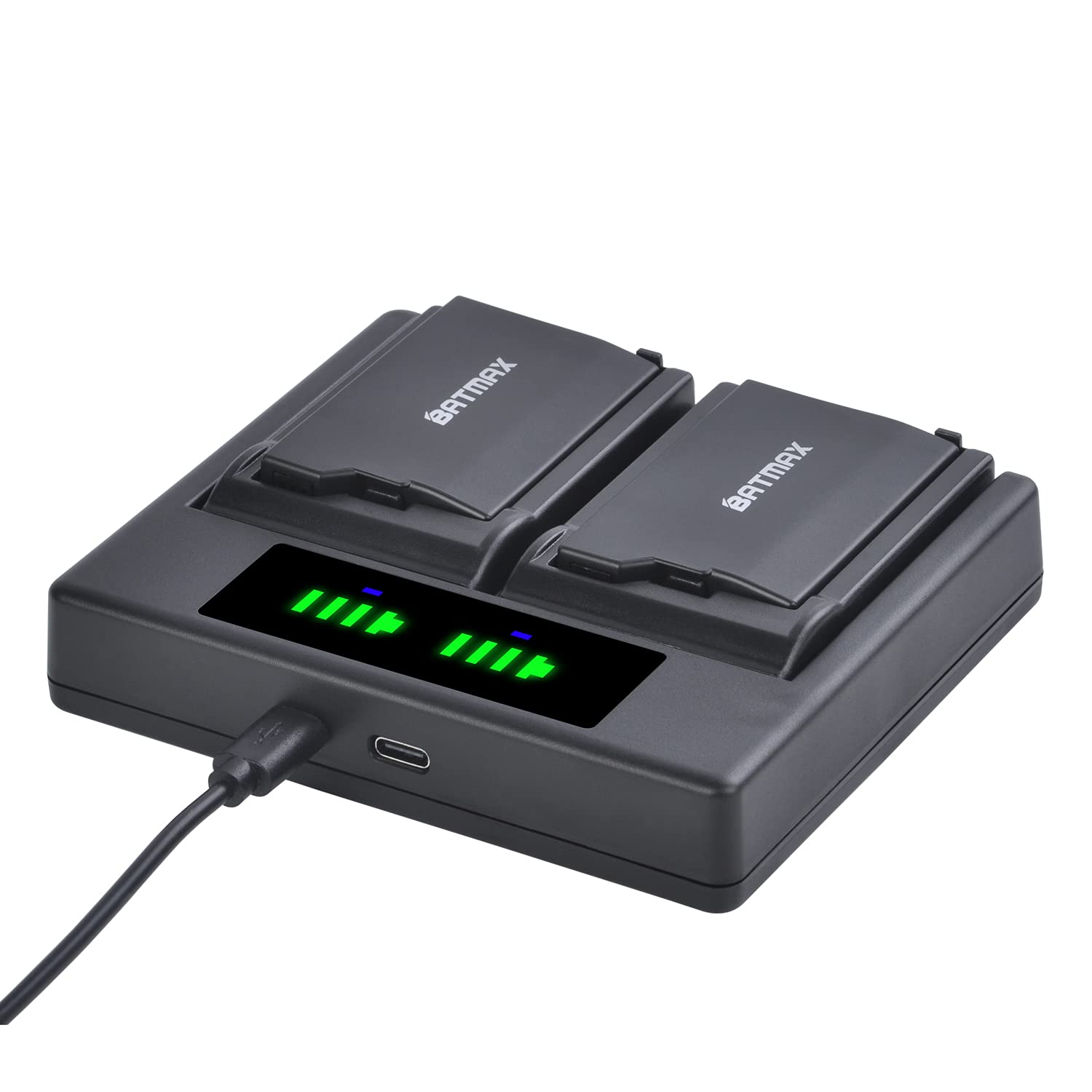 Batmax 2Pcs 2400mAh PSP-2000 Battery + LED Dual USB Charger with Type C Port for Sony PSP 2000 PSP 3000 PSP-2001 PSP-3001 PSP-3004 PSP-S110 PSP Lite PSP Slim Console