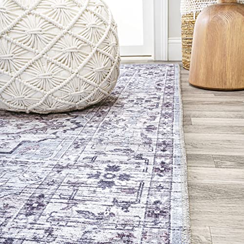JONATHAN Y WSH102A-3 Didim Boho Gray Medallion Machine Washable Indoor Bohemian Transitional Area Rug,High Traffic,Kitchen,Living Room,Backyard,Non Shedding,3 X 5,Gray/Purple
