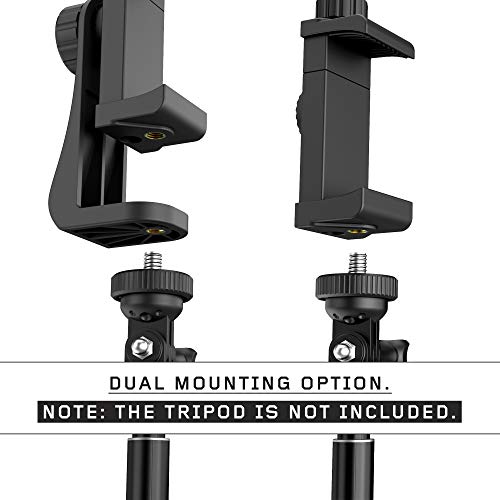 Universal Phone Tripod Mount Adapter with Wireless Camera Remote, Cell Phone Holder with Adjustable Clamp for Selfie Stick Monopod Compatible with iPhone, Samsung and so on, Wrist Strap Included