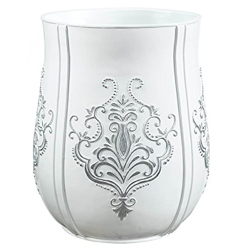 Creative Scents Vintage White Bathroom Trash Can - Waste Basket for Bathroom - Durable Bathroom Garbage Can - Space Friendly Waste Bin for Elegant Bathroom, Bedroom Or Living Room Décor