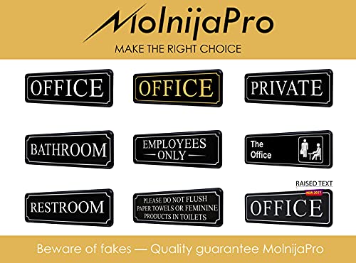 Restroom Sign for Office Door Wall β Bathroom Signs for Home and Business - Water Closet Sign Black White Sticker 9Γ3 in - Easy Installation Without Any Tools - Quality Guaranteed by MolnijaPro
