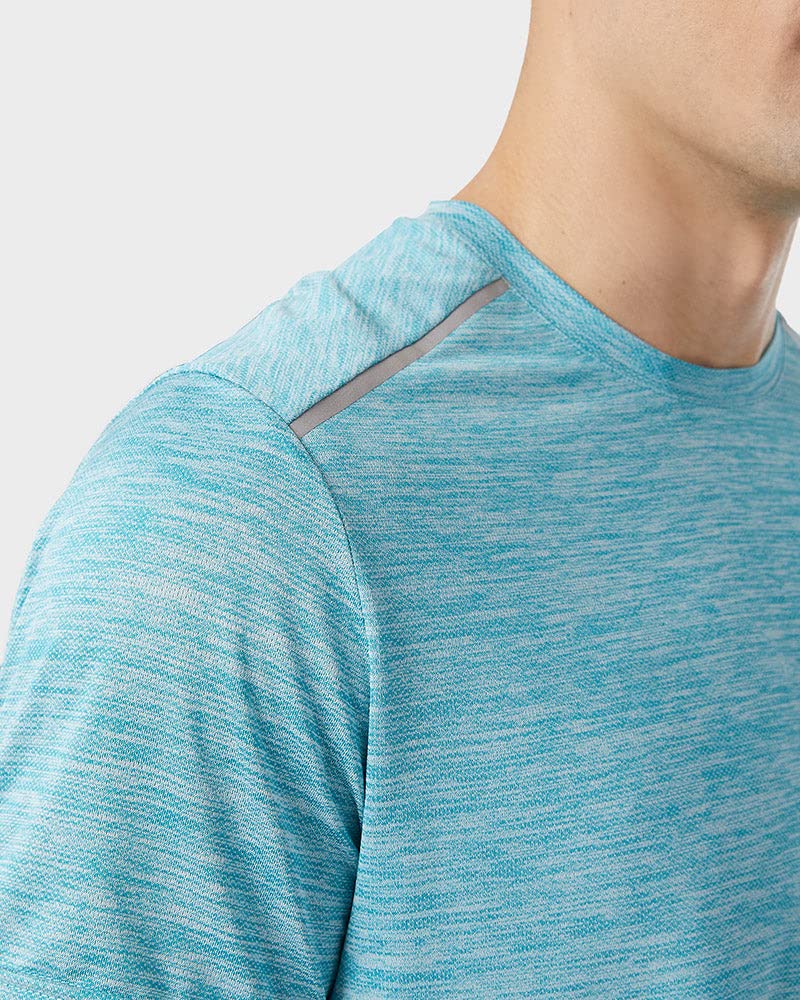 32 DEGREEES Men’s Ultra-Sonic Active T-Shirt | Slim Fit | Breathable | Moisture Wicking | Anti-Odor | Reflective, Submarine Space Dye, Large
