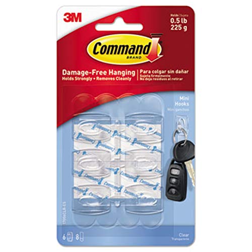 Command Strips 17006CLR Clear Mini Command® Hooks 6 Count