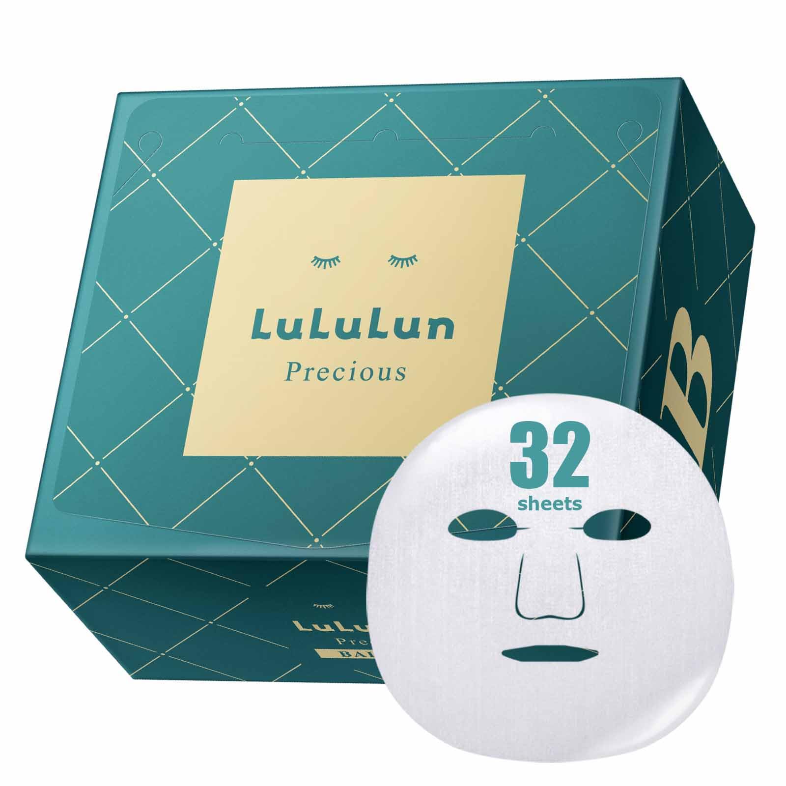 Lululun 32pc Sheet Facial Mask, Patented Daily Anti-aging Hydrating & Moisturizing Face Mask Sheet Pack Set, Japanese Organic & Natural Skincare, PRECIOUS GREEN