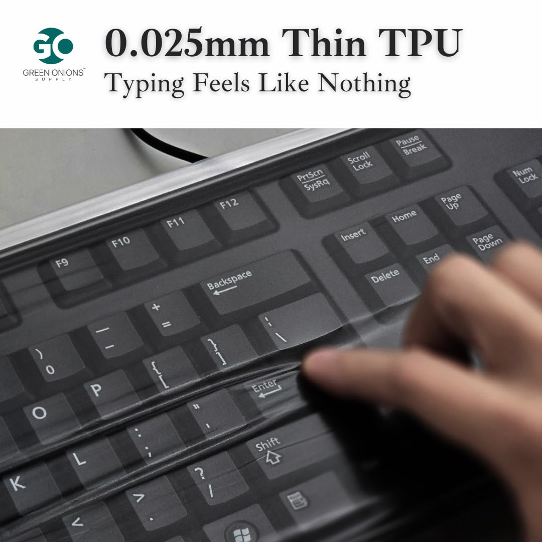 Green Onions Supply[3 Pack] Universal Fully Covered Flat Style 0.025mm Wipeable Superb Tactile Feeling Waterproof Anti-Dust Keyboard Cap Cover for Desktop Keyboard with Numeric Hospital/Dentist Use