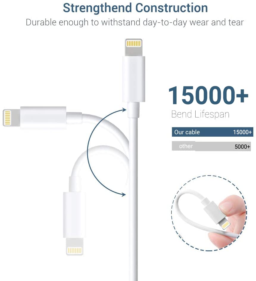 Marchpower iPhone Charger Cable MFi Certified Lightning Cable - 3Pack 3FT Fast Charging USB Cable Compatible iPhone Xs MAX XR X 8 8 Plus 7 7 Plus 6s 6s Plus 6 6 Plus and More