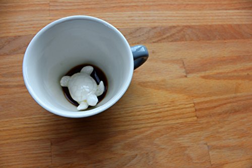 Creature Cups Turtle Ceramic Cup (11 Ounce, Wedgewood Blue Exterior) - Hidden Sea Animal Inside - Birthday, Holiday & Housewarming Gift for Ocean and Coffee & Tea Lovers