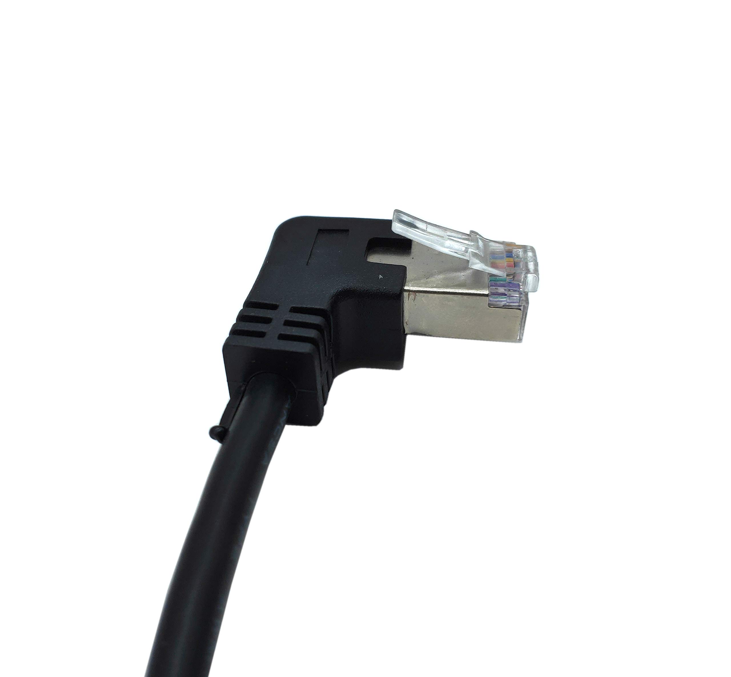Qaoquda CAT6 Network Extension Cable,90 Degree RJ45 A Male to A Female Screw Panel Mount Extension Cable,Support Ethernet Cat 5e/Cat 6-10 inch (Right)