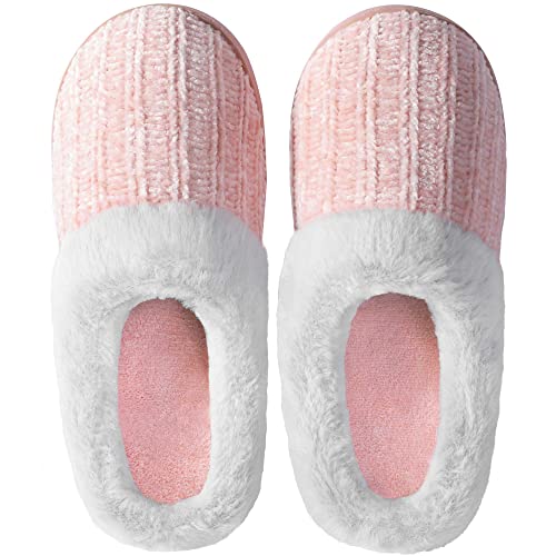 Amazon Essentials Women's Warm Cushioned Slippers for Indoor/Outdoor Pink, Size 8