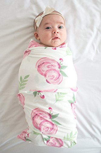 Copper Pearl Large Premium Knit Baby Swaddle Receiving Blanket Floral Grace