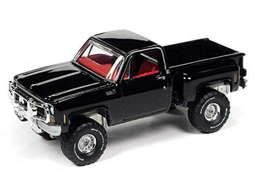 Auto World 1980 Chevrolet Custom Deluxe 10 Step Side Truck Gloss BlackΒ & Front Push Bar 1:64 Scale Die-Cast Model Car