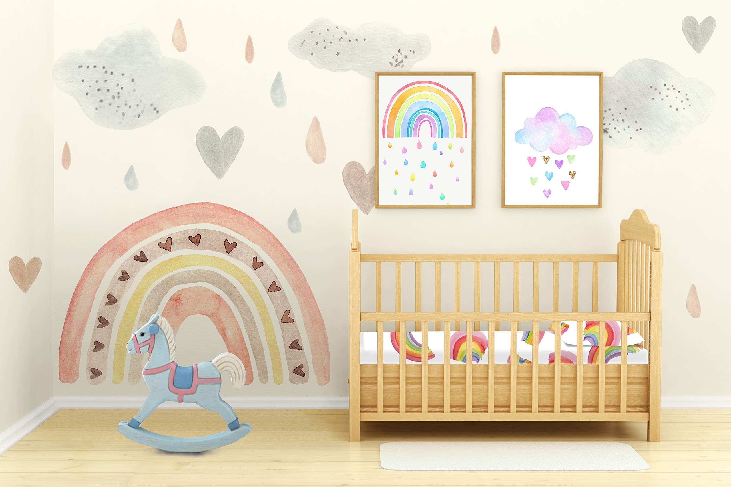 Pack of 3 Premium Bassinet Sheets for Bassinet Pad/Mattress: Milestone Fitted Sheet, Universal Fit, Unisex Rainbow Cloud Sheet | Knitting | Great Shower Gift for Boy Girl |170 GSM