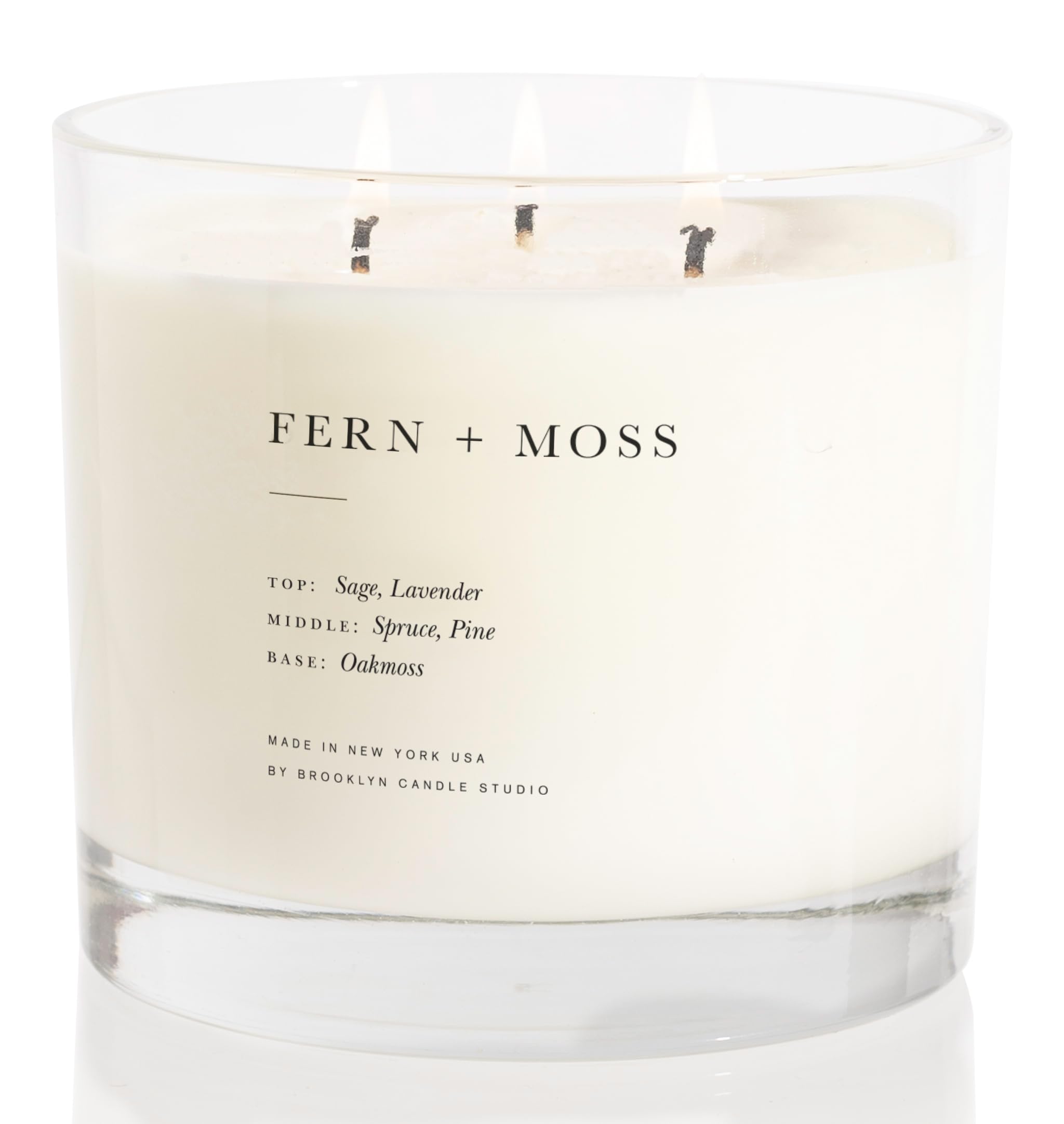 Brooklyn Candle Studio Fern & Moss XL 3 Wick Candle - Luxury Scented Candle, Vegan Soy Wax, Hand Poured in The USA, 100 Hour Slow Burn Time - 27oz