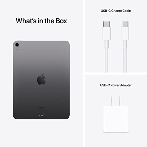 Apple iPad Air (5th Generation): with M1 chip, 10.9-inch Liquid Retina Display, 256GB, Wi-Fi 6, 12MP front/12MP Back Camera, Touch ID, All-Day Battery Life β Space Gray