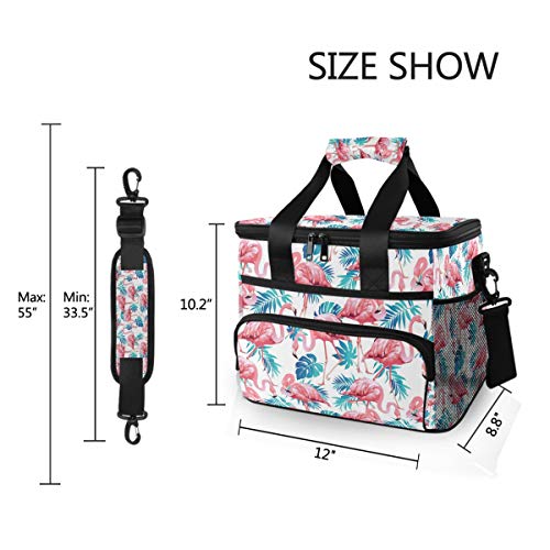 JUMBEAR Tropical Palm Flamingo Leakproof Reusable Insulated Cooler Lunch Bag Office School Picnic Hiking Beach Lunch Box Organizer