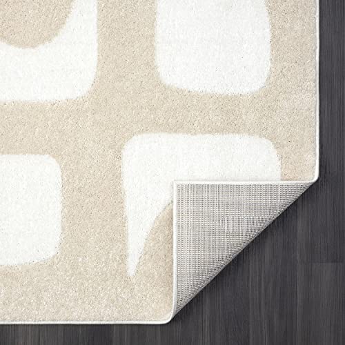 Abani Nuevo Collection Area Rug - Modern Geometric Beige/Cream Design - 5'3" x 7'6" - Easy to Clean - Durable for Kids & Pets - Non-Shedding - Medium Pile - Soft Feel - for Living Room Bedroom Office