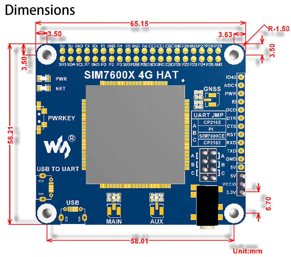 waveshare 4G/3G/GNSS HAT for Raspberry Pi 4B/3B+/3B/2B/Zero/Zero W/Zero WH and Jetson Nano,Based on SIM7600A-H,4G Communication GNSS Positioning,LTE-FDD B2/B4/B12 Brand Support LTE CAT4 up to 150Mbps