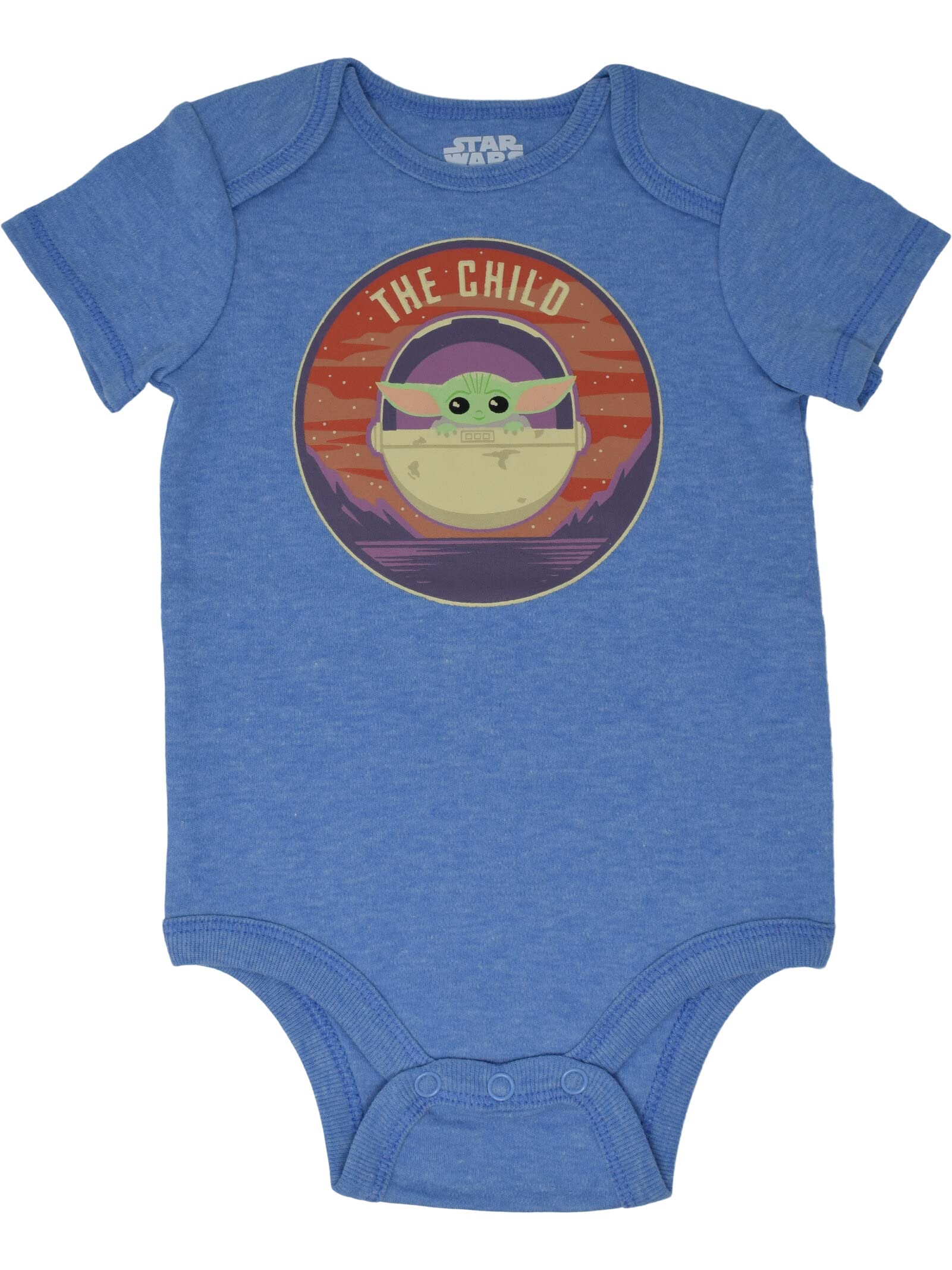 STAR WARS Baby Yoda Newborn Baby Boys 2 Pack Short Sleeve Baby Bodysuits Blue/White 3-6 Months