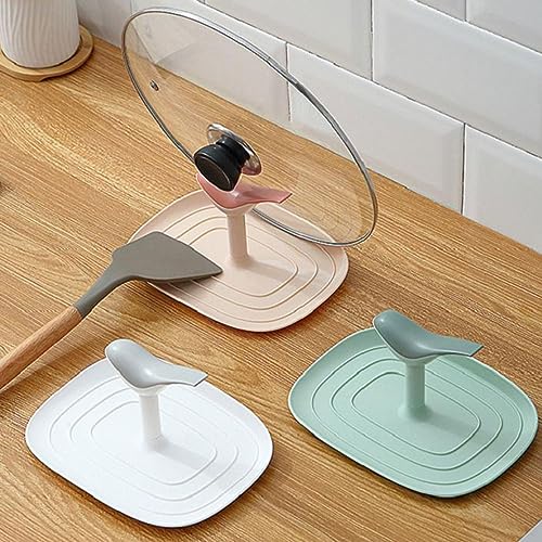 BUJIATANG Storage Rack Pan Lid Holder Silicone Multifunctional Spatula Spoon Rack Kitchen Storage Organizer Stand White