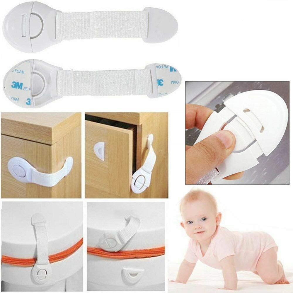 JZK 20 x Fridge Drawer Cupboard Cabinet Door Lengthened Safety Locks for Child/Baby/Dog/cat, with Adhesive