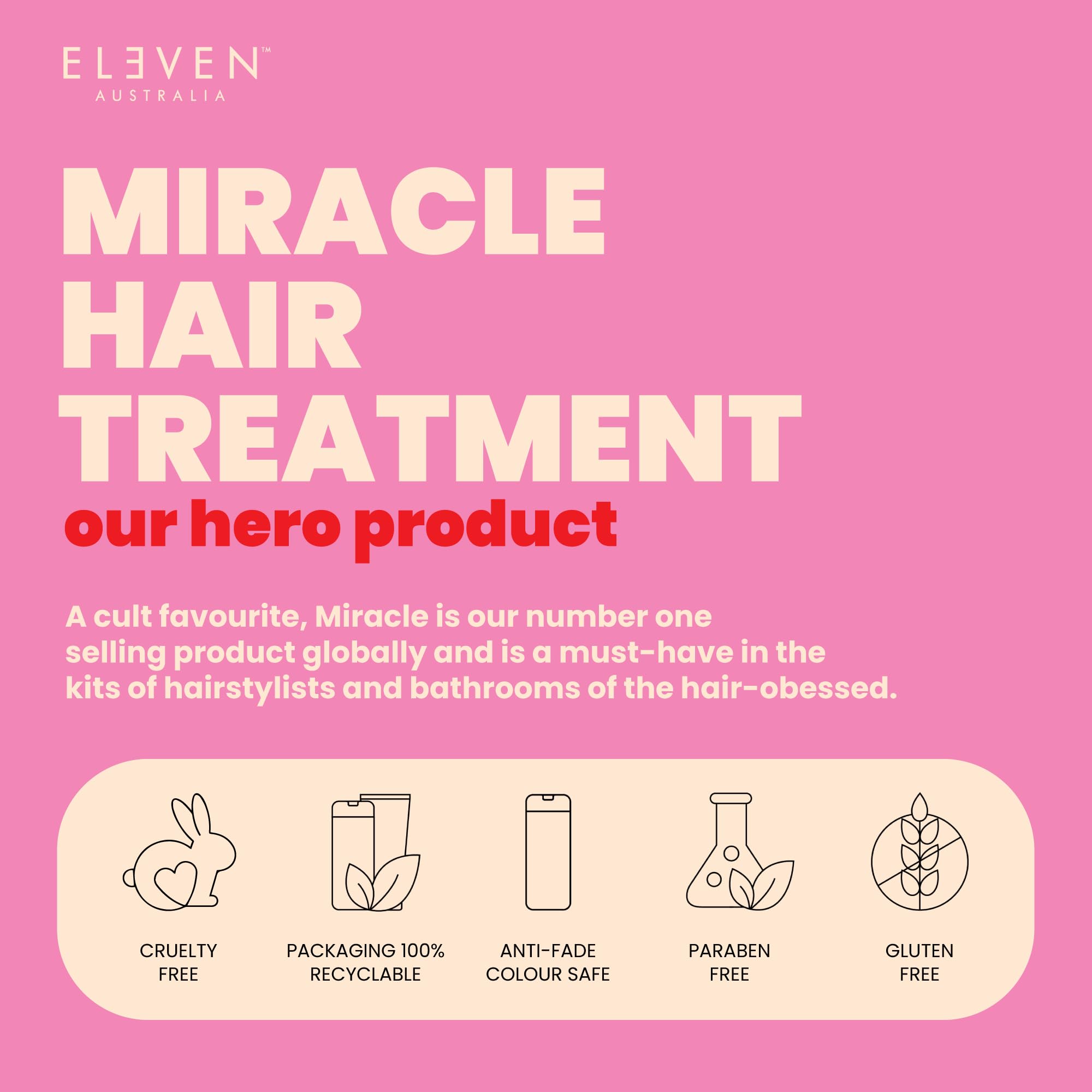 ELEVEN AUSTRALIA Miracle Hair Treatment Protect & Repair Hair Before Styling - 4.2 Fl Oz