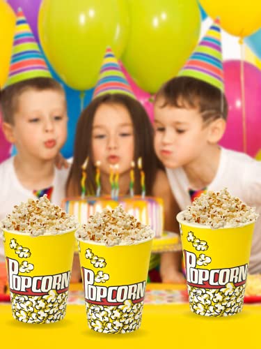 BLUFEU [50 Pack] 32 Oz Paper Popcorn Buckets – Leak-proof Disposable Popcorn Containers – Sturdy & Large Popcorn Cups Disposable for Movie night, Carnivals, Theme Party Decorations