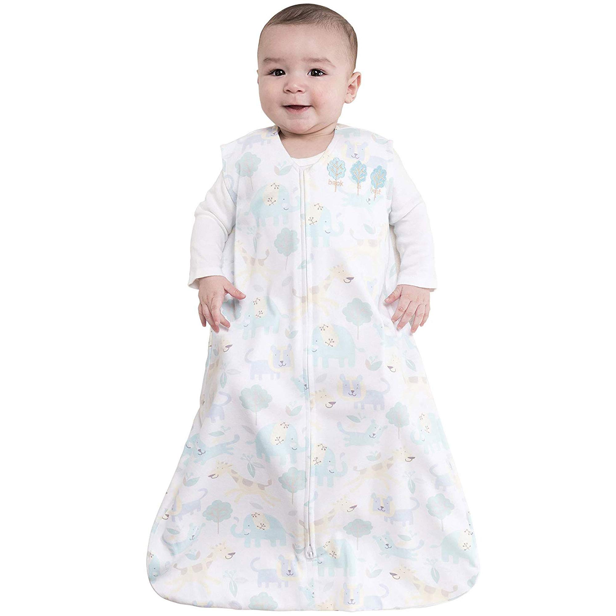 Halo Sleepsack Cotton Wearable Blanket, Blue Jungle Animals, Small