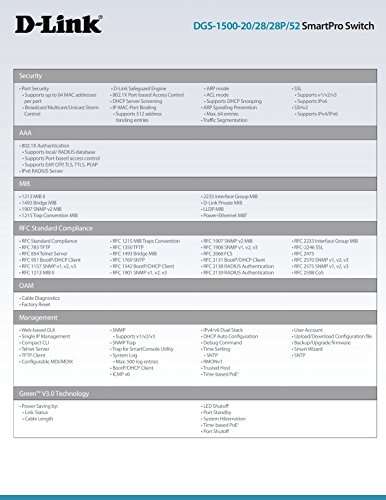 D-Link Systems, Inc. SmartPro Layer 3 Switch (DGS-1500-20)